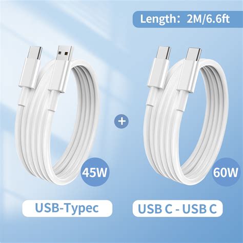 Pc W A Usb A To Usb C Fast Charging Cable And Pc Usb C To Type C W Usb Fast