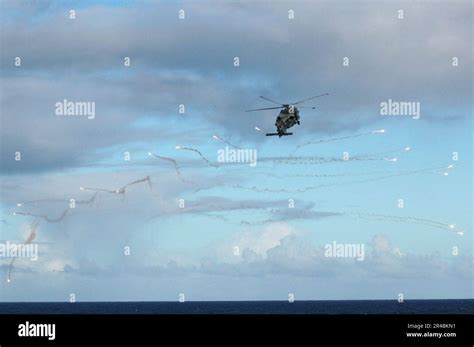 Us Navy An Hh 60h Seahawk Helicopter Demonstrates Aerial Missile