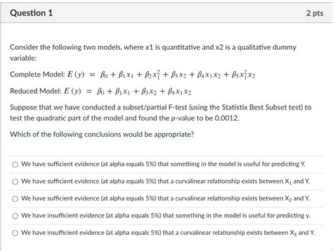 Solved Question Pts Consider The Following Two Models Chegg Com