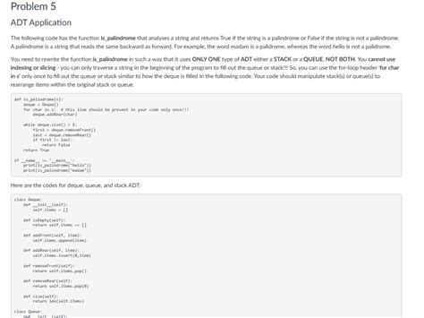 Solved ADT Application The Following Code Has The Function Chegg