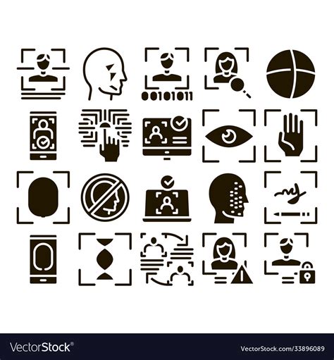 Recognition Collection Elements Icons Set Vector Image
