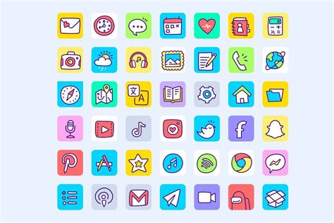 Ios 14 App Icons Hand Drawn By Wowomnom On Creativemarket Hand Drawn Icons Cute Themes Ios