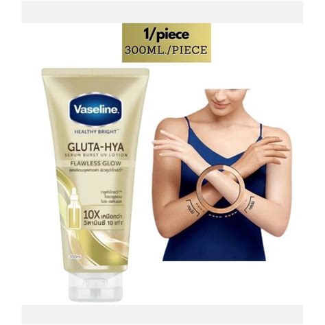 Authentic Vaseline Gluta Hya Serum Burst Uv Lotion Flawless Glow 300ml