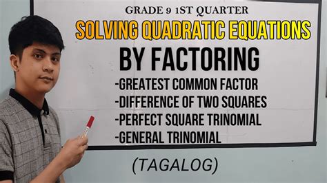[math 9] Solving Quadratic Equations By Factoring In Tagalog Youtube