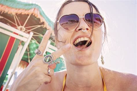 Happy Girl On The Beach Stock Image Image Of Bright 95852929