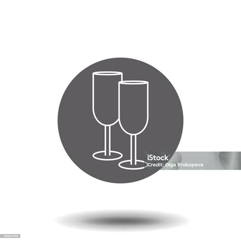 샴페인 안경 아이콘입니다 웨딩 홀 짝 와인 안경 선 얇은 아이콘 벡터 평면 그림 2월에 대한 스톡 벡터 아트 및 기타 이미지 2월 결혼식 기포 Istock