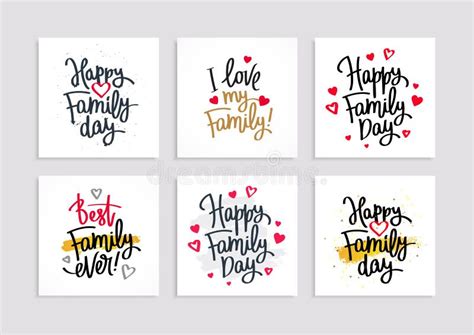 Sistema De Las Postales Para El Día De La Familia Ilustración Del