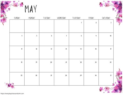 Free Printable May 2025 Calendars