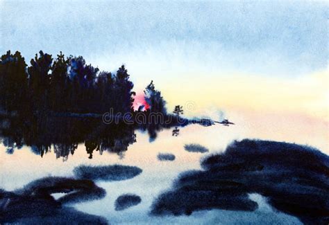 Glassy Surface Of The Water Stock Illustration Illustration Of People Landscapes 43644494