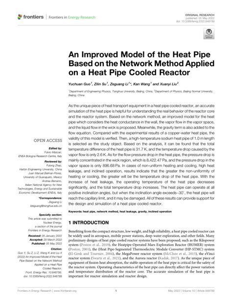 Pdf An Improved Model Of The Heat Pipe Based On The Network Method Applied On A Heat Pipe
