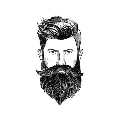 Premium Photo A Black And White Drawing Of A Man With A Beard