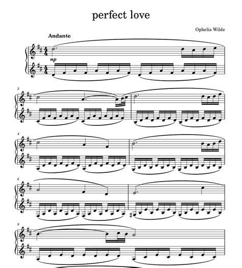 Perfect Love Piano Sheet Music Ophelia Wilde
