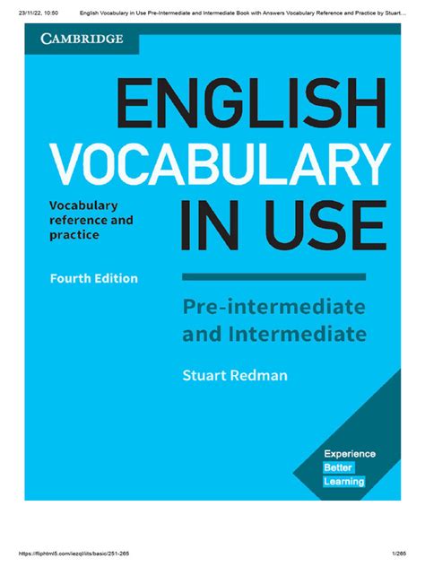 Answer Key English Vocabulary In Use Pre Intermediate And Intermediate