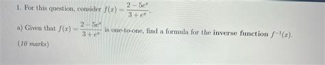 solved 1 for this question consider f x 3 ex2−5ex a