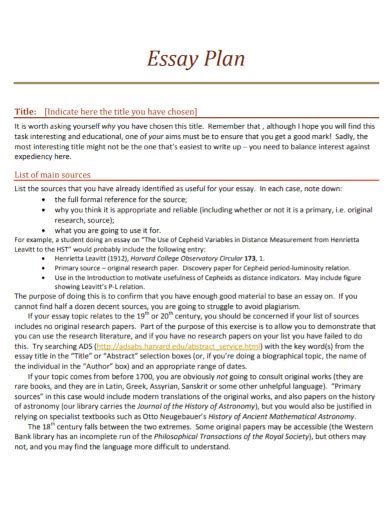 Essay Plan 10 Examples Format Pdf