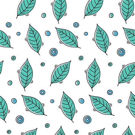Premium Vector Leafs Seamless Pattern In Doodle Style