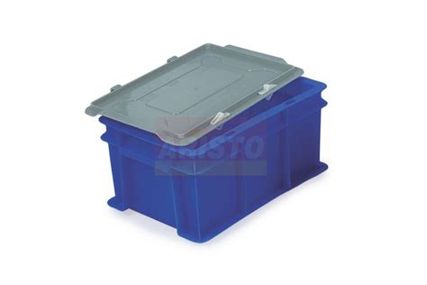 32200 Plastic Rectangular Aristo Material Handling Crates With Grey Lid