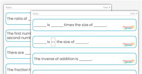 Maths Stem Sentences Year 6 Ratio Classroom Secrets Classroom Secrets
