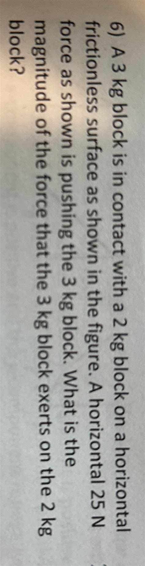 Solved A 3kg Block Is In Contact With A 2kg Block On A Chegg Com
