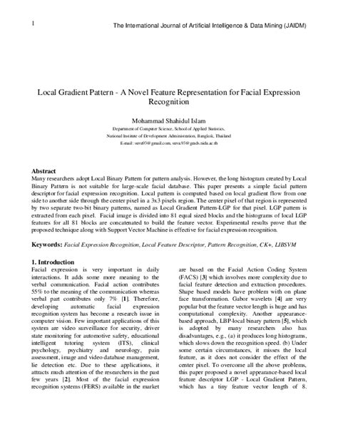 Pdf Local Gradient Pattern A Novel Feature Representation For