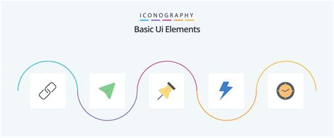 Basic Ui Elements Flat Icon Pack Including Clock Time Paper Watch