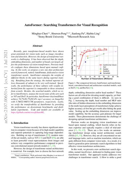 AutoFormer Searching Transformers For Visual Recognition DeepAI