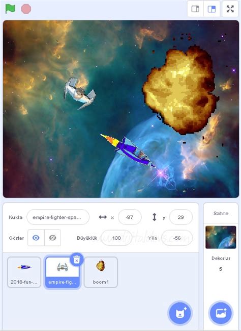 Scratch İle Kodlama Dersleri Basit Uzay Savaşı Oyunu