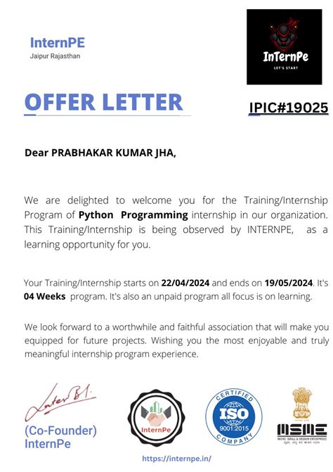 Prabhakar Jha On Linkedin Internpe Pythoninternship Newbeginnings