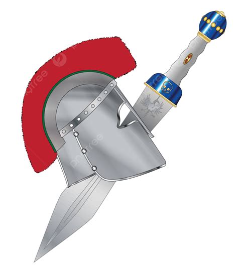 Roman Gladiator Helmet And Sword Ancient Arena Weapon Vector Ancient