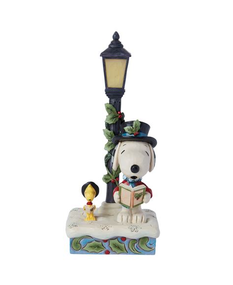 Jim Shore Peanuts Snoopy And Woodstock Lamp Post Figurine In Multi