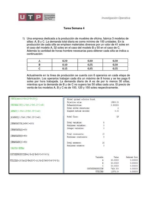 Semana 04 Ejercicios De Formulación De Modelos De Programación Lineal