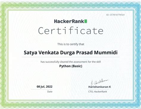 Svd Prasad Mummidi On Linkedin Hackerrank Coding