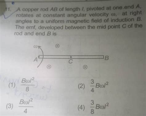 11 A Copper Rod AB Of Length Pivoted At One End A Rotates At Constan