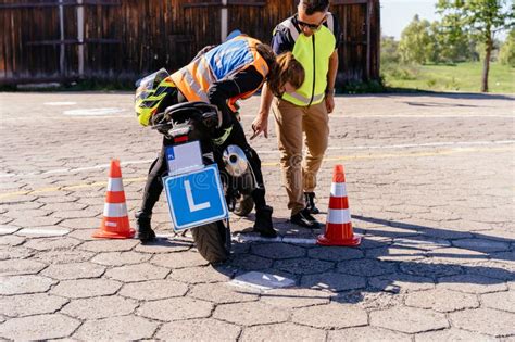 Motorcycle Driving Practice Learner Motorcyclist Practicing To Ride A