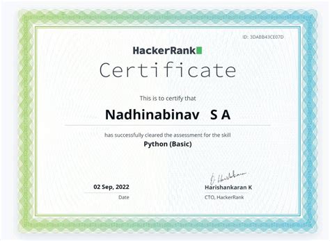 Nadhin Abinav S A On Linkedin Hackerrank