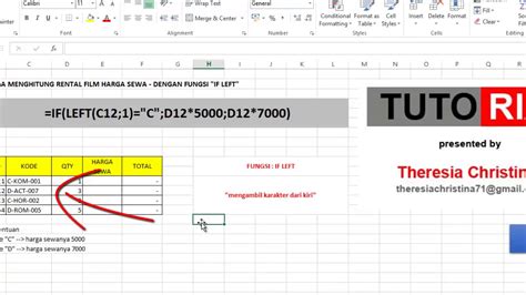 Cara Menghitung Harga Sewa Rental Film Dengan Fungsi If Left Di Excel Youtube