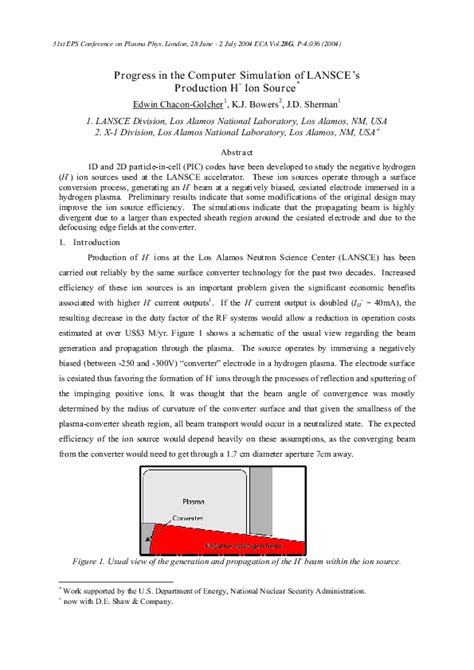 Pdf Progress On The Computer Simulation Of Lansces Production H Ion Source