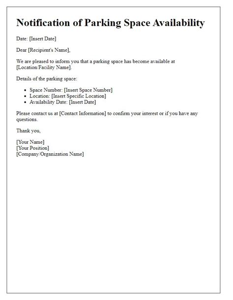 Letter Template For Parking Space Allocation Free Samples In Pdf