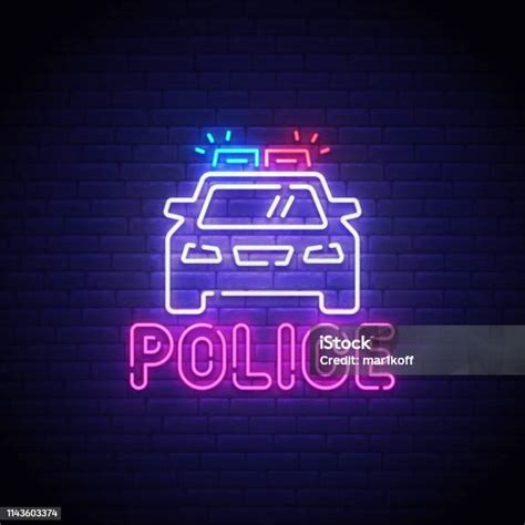 警察のネオンサイン明るい看板ライトバナー警察のロゴネオンエンブレムベクターイラスト 警察のベクターアート素材や画像を多数ご用意 警察