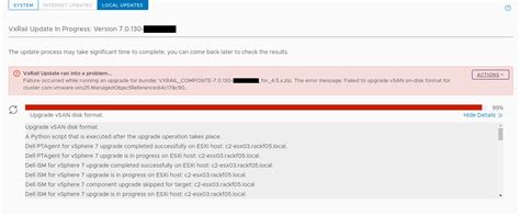Vxrail Failed To Upgrade Vsan On Disk Format In Lcm Upgrade Dell