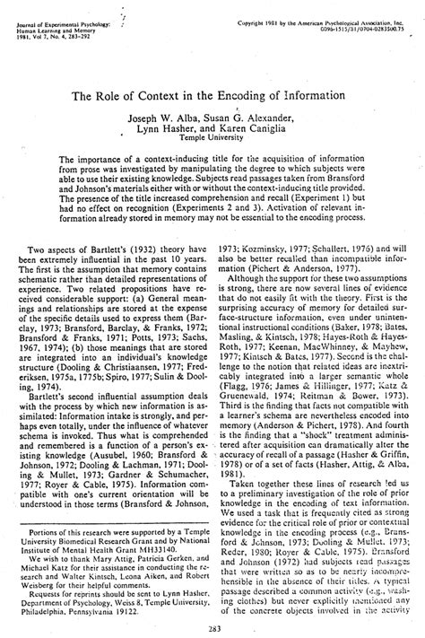 pdf the role of context in the encoding of information