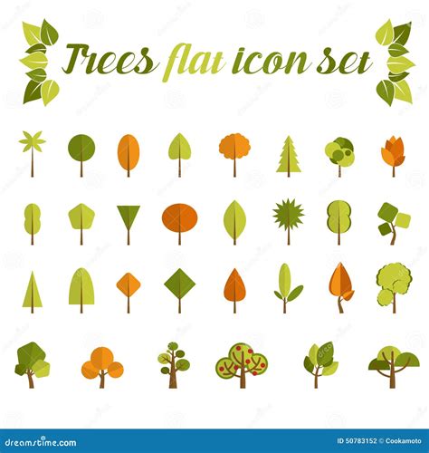 Tree Icon Set In A Modern Style Flat Stock Vector Illustration Of