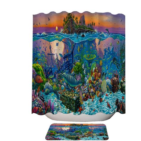 Ocean Underwater Kingdom Coral Reef Island Shower Curtain Shower Of