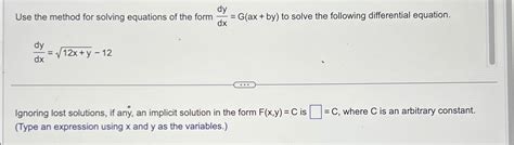 Solved Use The Method For Solving Equations Of The Form Chegg Com