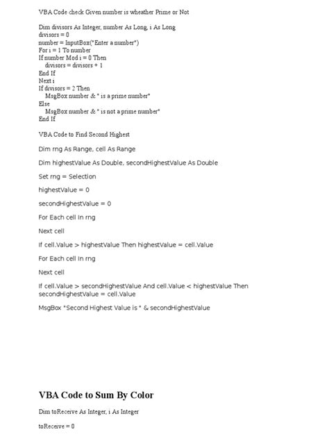 Vba Code Check Given Number Is Wheather Prime Or Not Pdf Prime