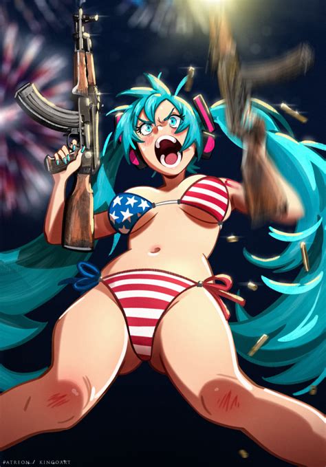 Stepkingo Art Hatsune Miku Vocaloid Absurdres Highres 1girl 2025 American Flag American
