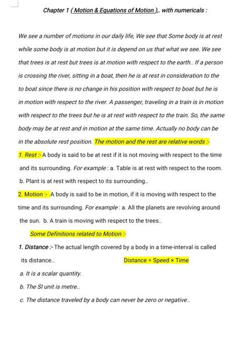 Solution Class 9th Physics Chapter 1 Motion And Equations Of Motion