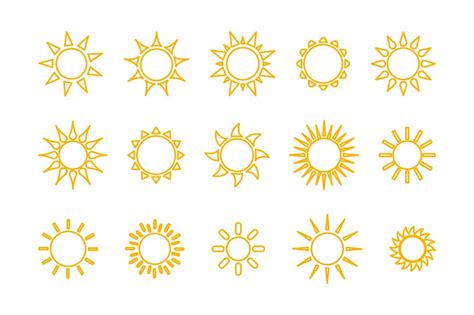 Premium Vector Sun Icons Vector Symbol Set Sun Icon Set Isolated On