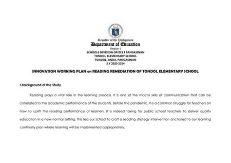 Template For The School Reading Program Project Rapdocx Educational