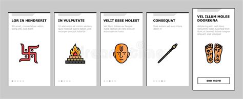 Hinduism India Hindu God Religion Icons Set Vector Stock Illustration